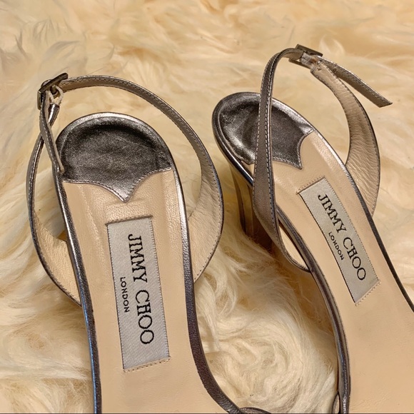 Jimmy Choo | Shoes | Jimmy Choo Silver Leather Slingback Sandals | Poshmark